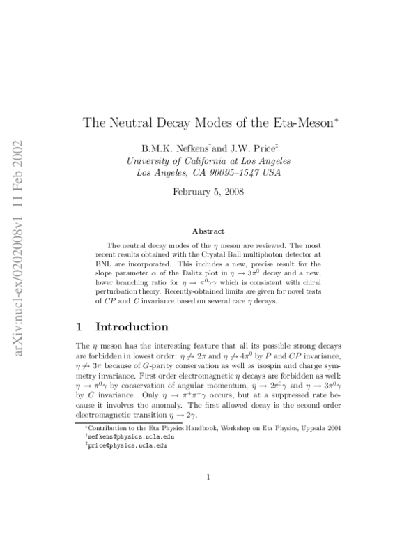 (PDF) The Neutral Decay Modes of the Eta-Meson