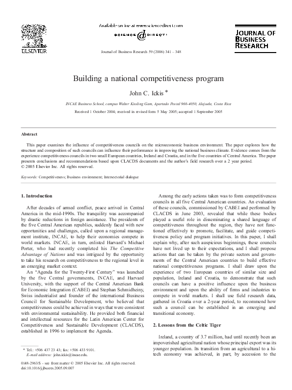 (PDF) Building a national competitiveness program