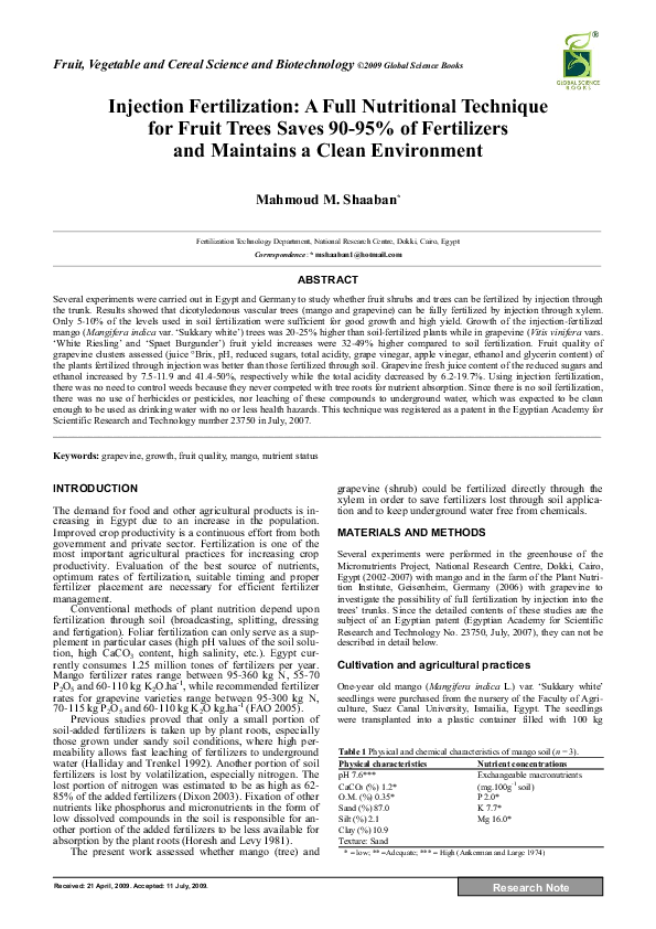 (PDF) Injection Fertilization: A Full Nutritional Technique for Fruit ...