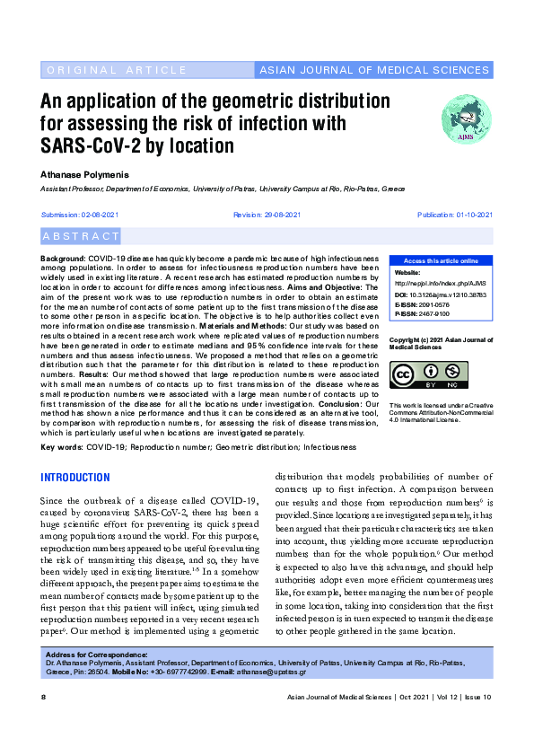 (PDF) An application of the geometric distribution for assessing the ...