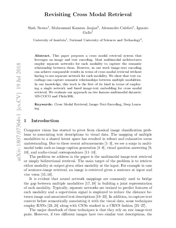 (PDF) Revisiting Cross Modal Retrieval