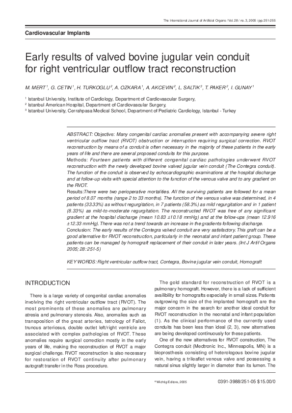 (PDF) Early Results of Valved Bovine Jugular Vein Conduit for Right ...
