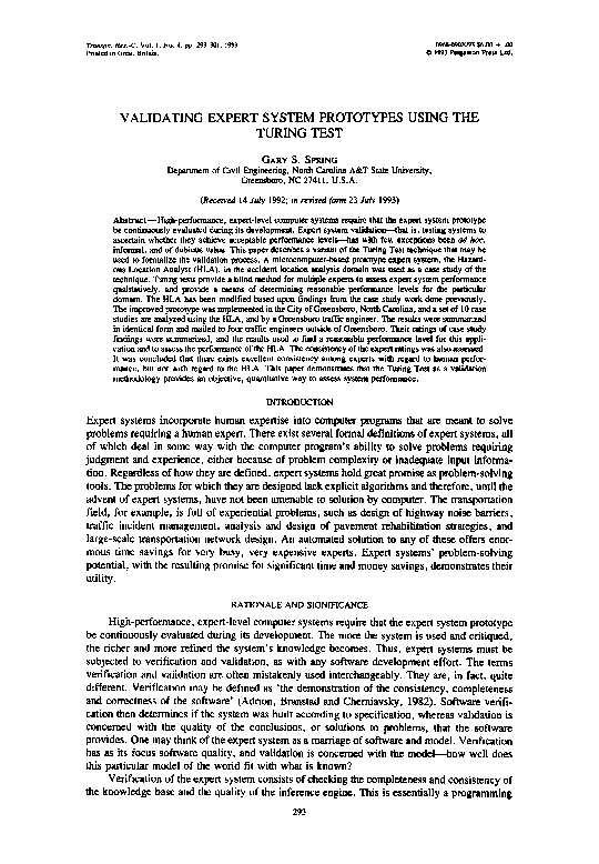 (PDF) Validating expert system prototypes using the turing test