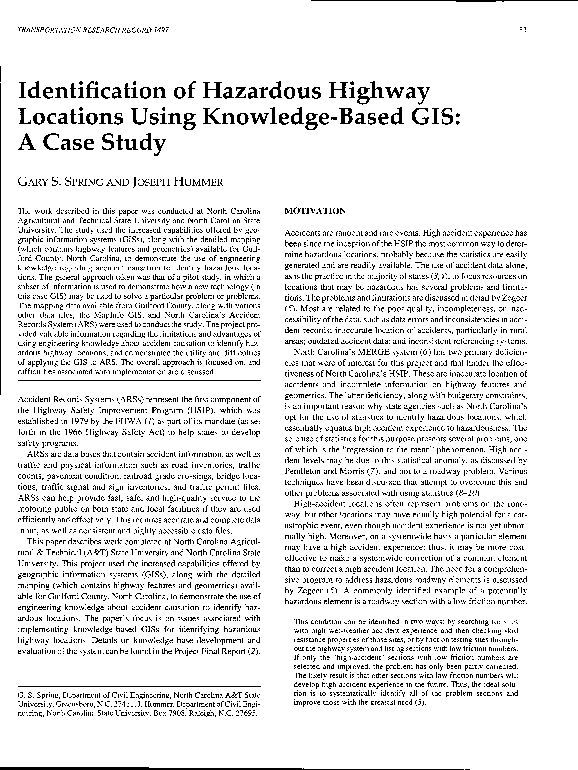 (PDF) Identification of Hazardous Highway Locations Using Knowledge ...