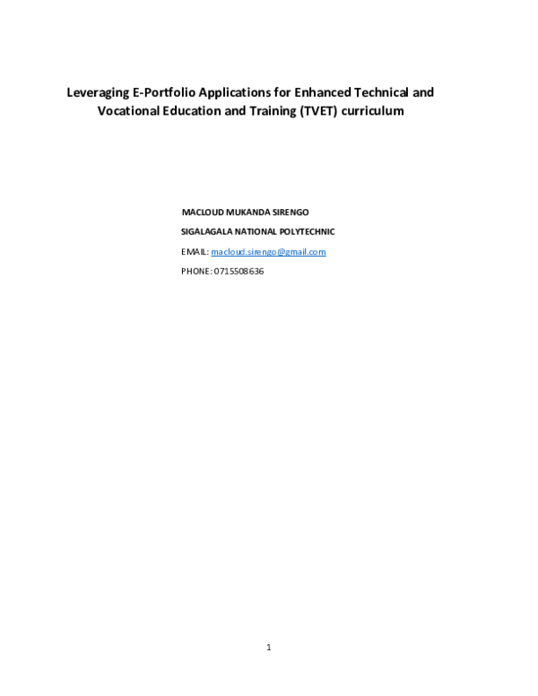 (PDF) Leveraging E-Portfolio Applications for Enhanced Technical and ...