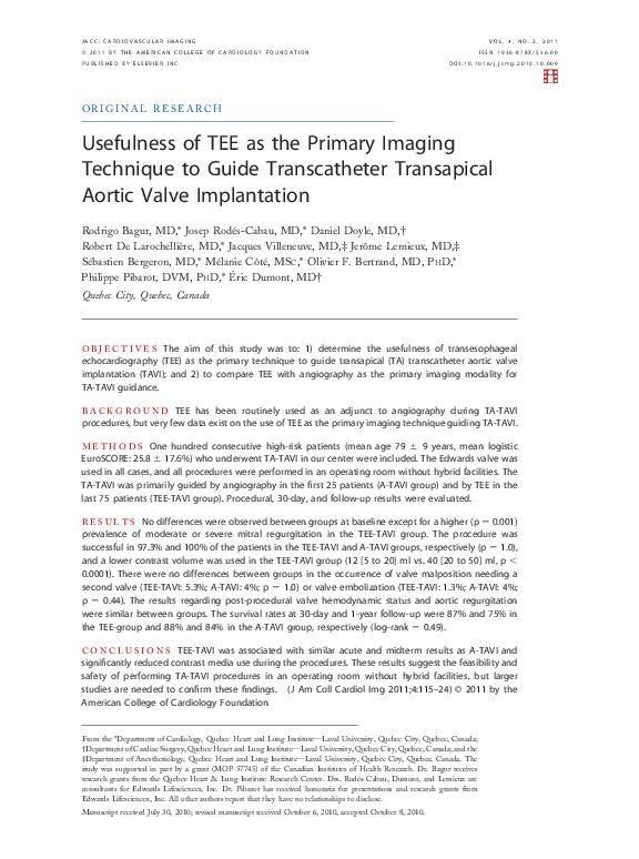 (PDF) Usefulness of TEE as the Primary Imaging Technique to Guide ...