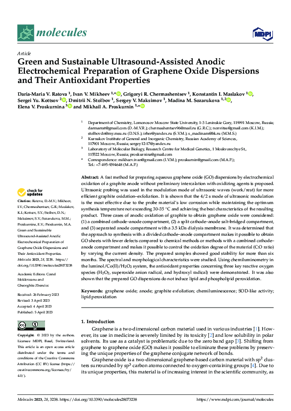 (PDF) Green and Sustainable Ultrasound-Assisted Anodic Electrochemical Preparation of Graphene ...