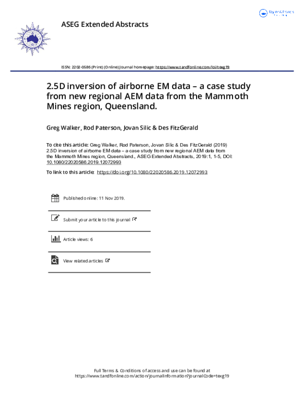 (PDF) 2.5D inversion of airborne EM data — A case study from new regional AEM data from Mammoth ...