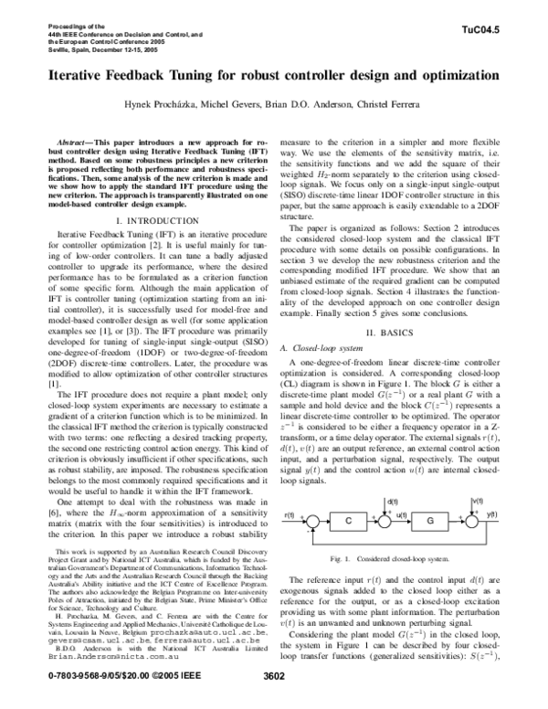 (PDF) Iterative Feedback Tuning for robust controller design and optimization | Michel Gevers ...