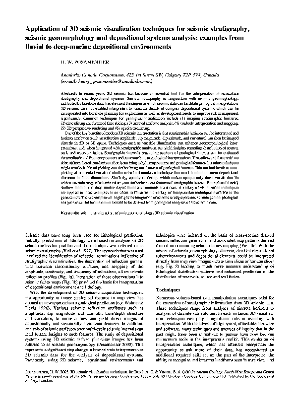 (PDF) Application of 3D seismic visualization techniques for seismic stratigraphy, seismic ...