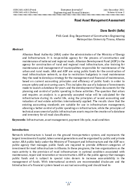 (PDF) Road Asset Management Assessment