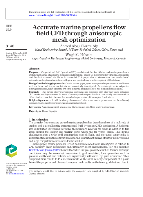 (PDF) Accurate marine propellers flow field CFD through anisotropic ...