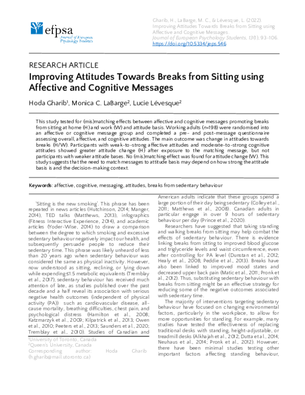 (PDF) Improving attitudes towards breaks from sitting at home and at ...