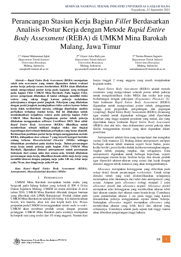 (PDF) Perancangan Stasiun Kerja Bagian Fillet Berdasarkan Analisis ...