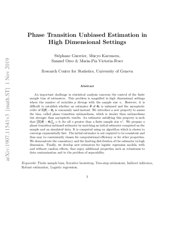 (PDF) Phase transition unbiased estimation in high~dimensional settings | Maria-Pia Victoria ...