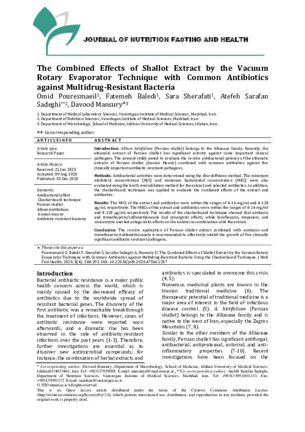 (PDF) The Combined Effect of Shallot Extract by Vacuum Rotary ...