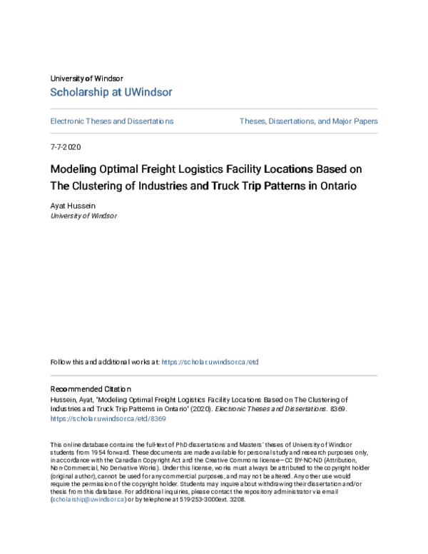 (PDF) Modeling Optimal Freight Logistics Facility Locations Based on ...