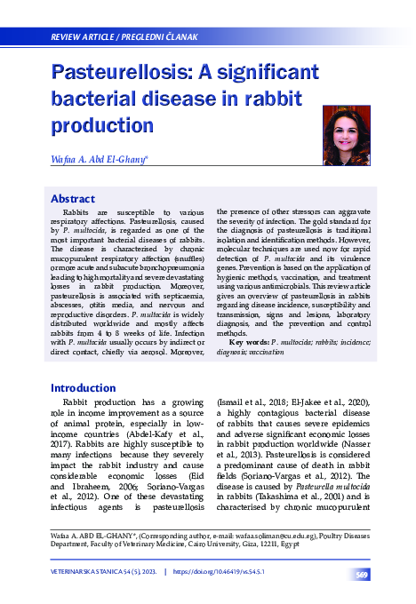 (PDF) Pasteurellosis: A significant bacterial disease in rabbit production