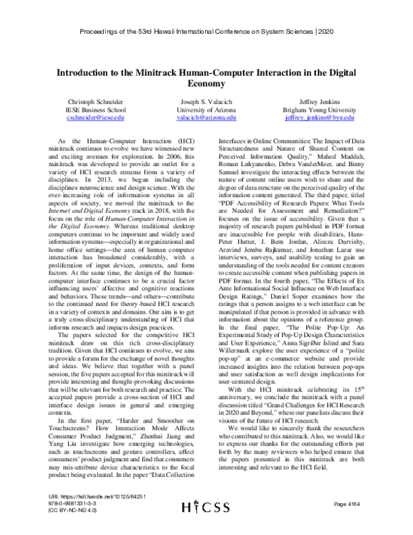 (PDF) Introduction to the Minitrack on Human-Computer Interaction in the Digital Economy