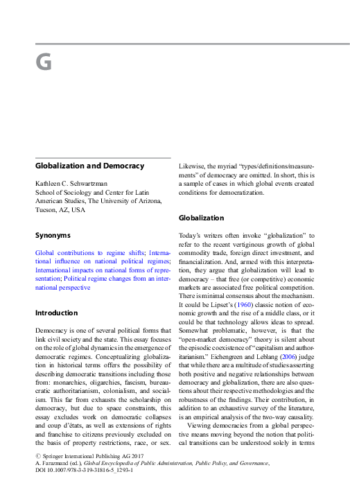 (PDF) Globalization and Democracy