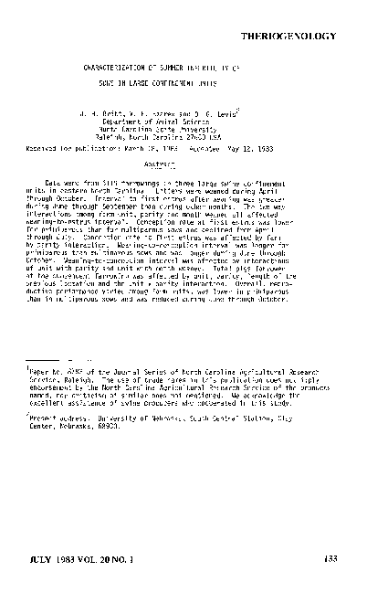 (PDF) Characterization of summer infertility of sows in large ...