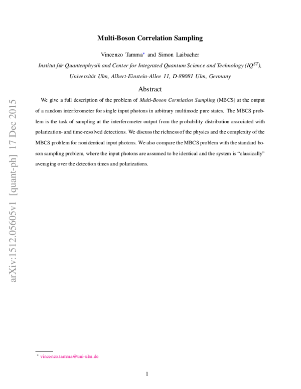 (PDF) Multi-boson correlation sampling