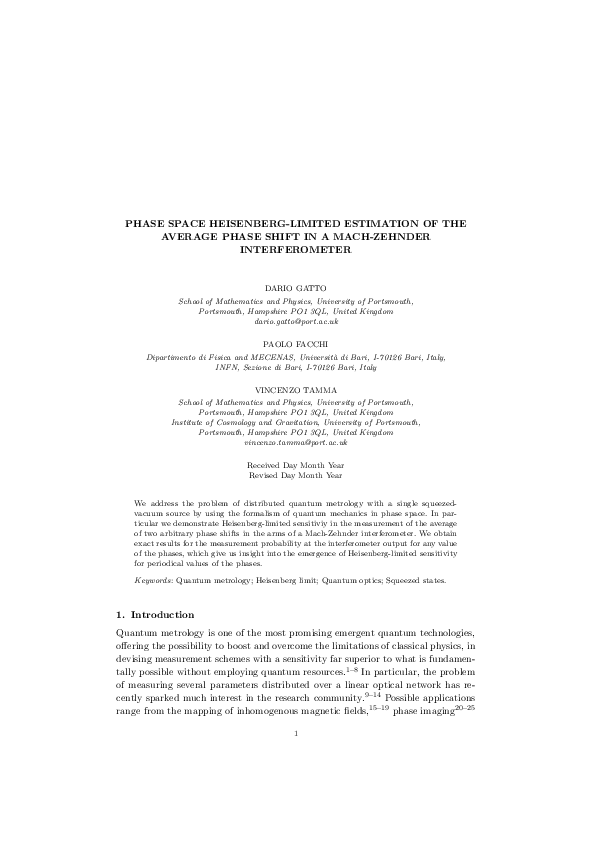 Pdf Phase Space Heisenberg Limited Estimation Of The Average Phase Shift In A Mach Zehnder