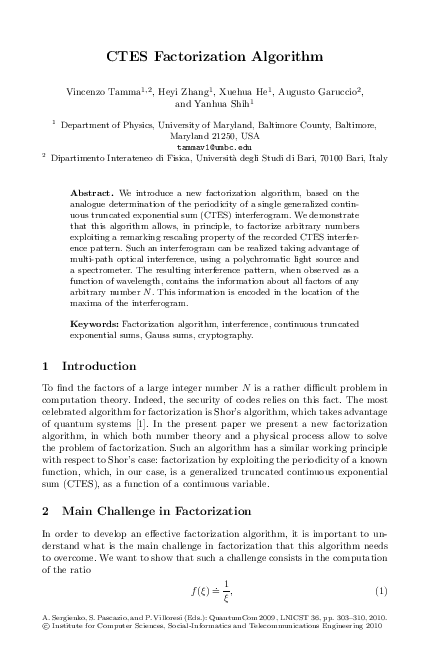 (PDF) CTES Factorization Algorithm