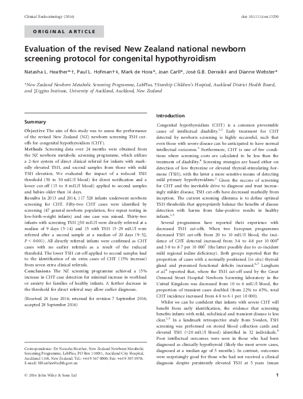 (PDF) Evaluation of the revised New Zealand national newborn screening ...
