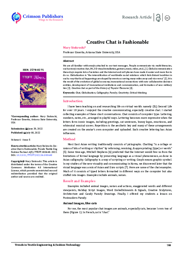 (PDF) Creative Chat is Fashionable