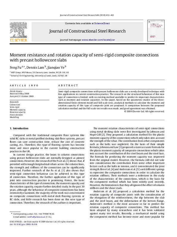 (PDF) Moment resistance and rotation capacity of semi-rigid composite ...