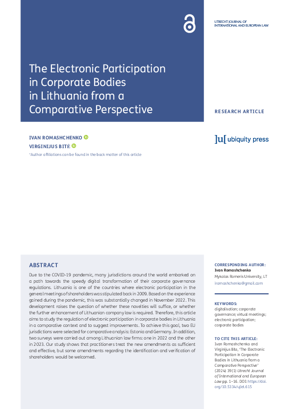 (PDF) The Electronic Participation in Corporate Bodies in Lithuania ...