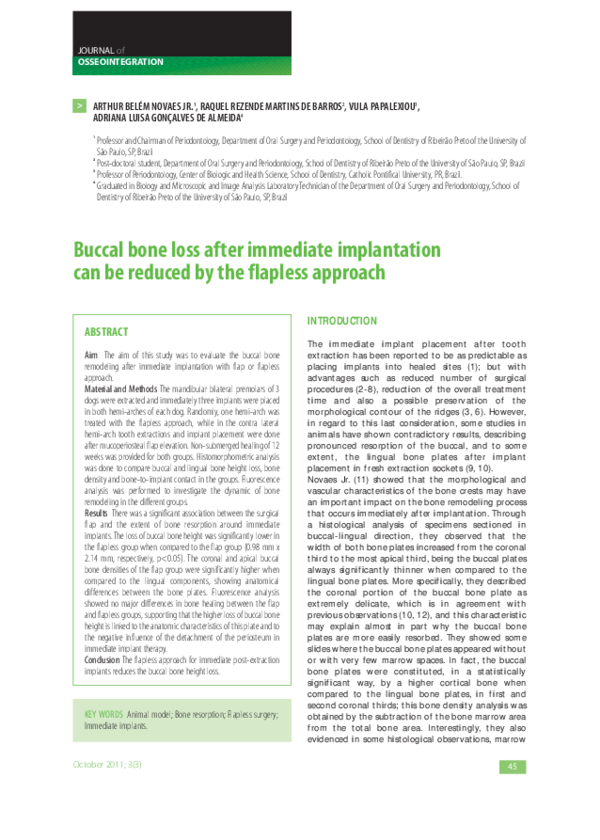 (PDF) Buccal bone loss after immediate implantation can be reduced by ...