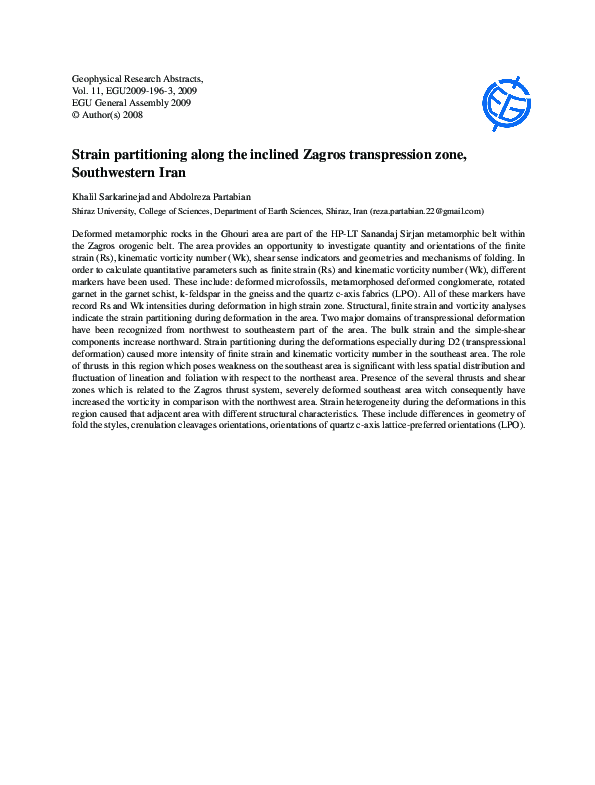 (PDF) Strain partitioning along the inclined Zagros transpression zone ...