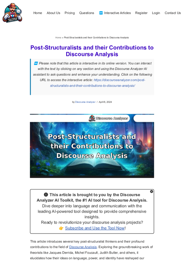 (PDF) Post-Structuralists and their Contributions to Discourse Analysis