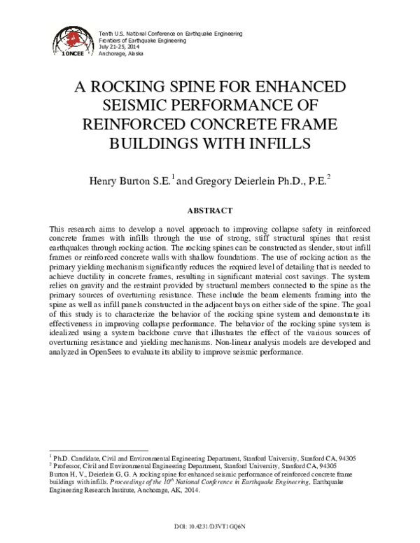 (PDF) A Rocking Spine for Enhanced Seismic Performance of Reinforced ...
