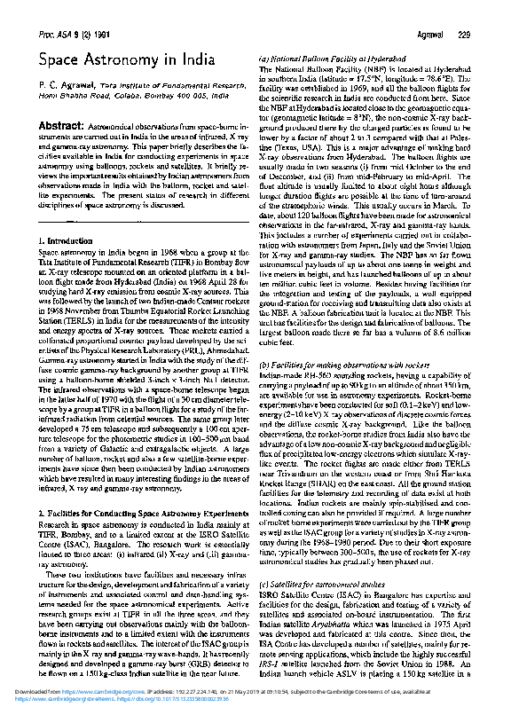 (PDF) Space Astronomy in India