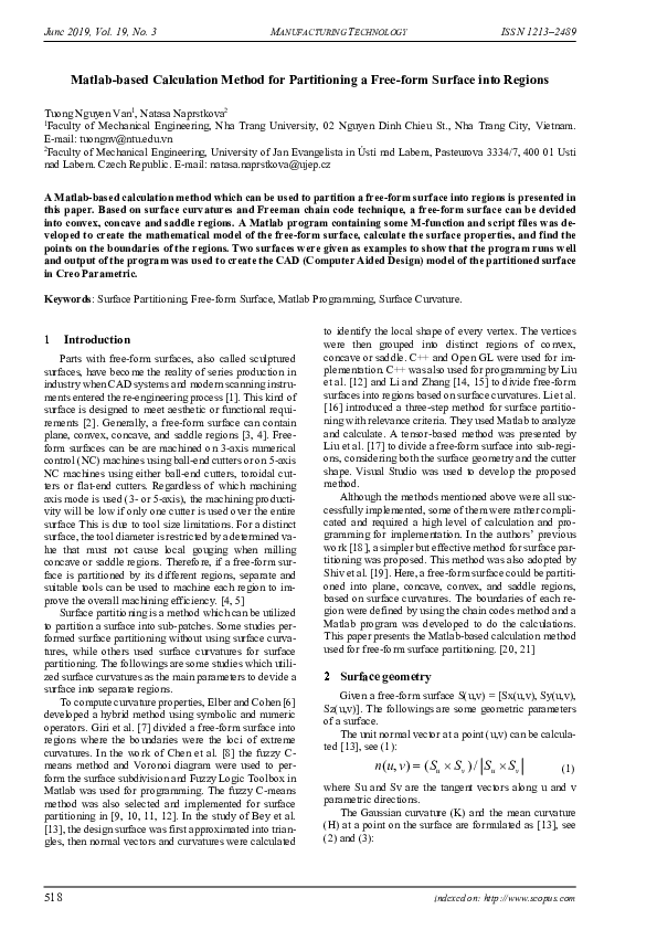 Pdf Matlab Based Calculation Method For Partitioning A Free Form Surface Into Regions Tường