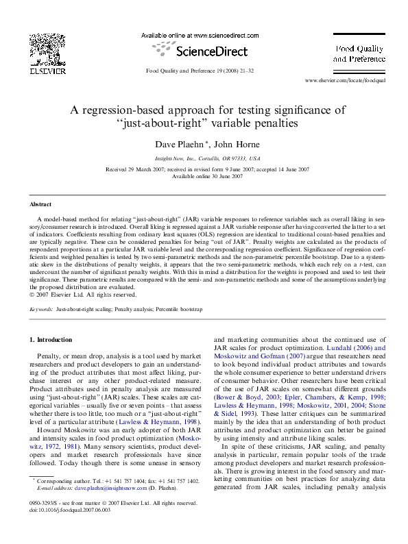 (PDF) Testing JAR Variable Penalties with Regression