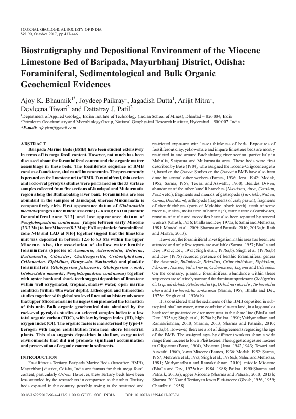 (PDF) Biostratigraphy and Depositional Environments of Calcareous ...
