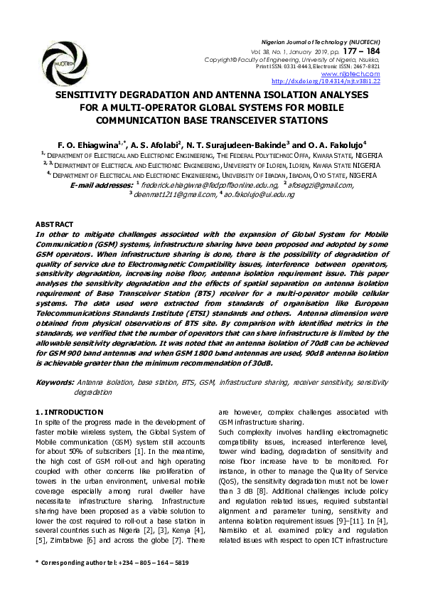 Sensitivity degradation and antenna isolation analyses for a multi ...