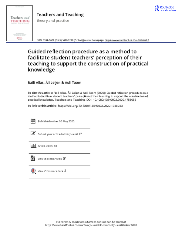 (PDF) Guided reflection procedure as a method to facilitate student ...