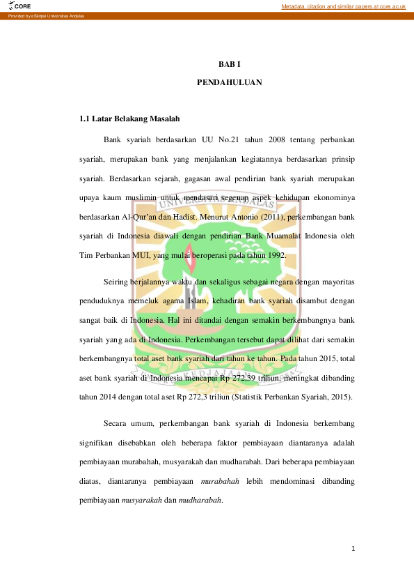 (PDF) Analisis Faktor Yang Mempengaruhi Pembiayaan Murabahah Pada Bank Syariah Mandiri DI Indonesia