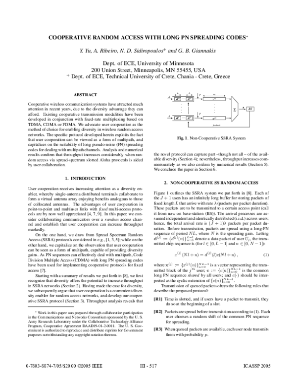 (PDF) Cooperative Random Access with Long PN Spreading Codes