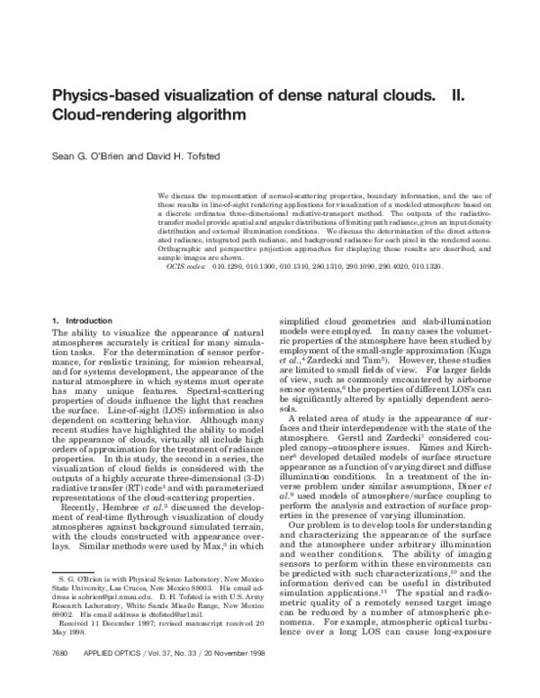(PDF) Physics-based visualization of dense natural clouds II Cloud ...