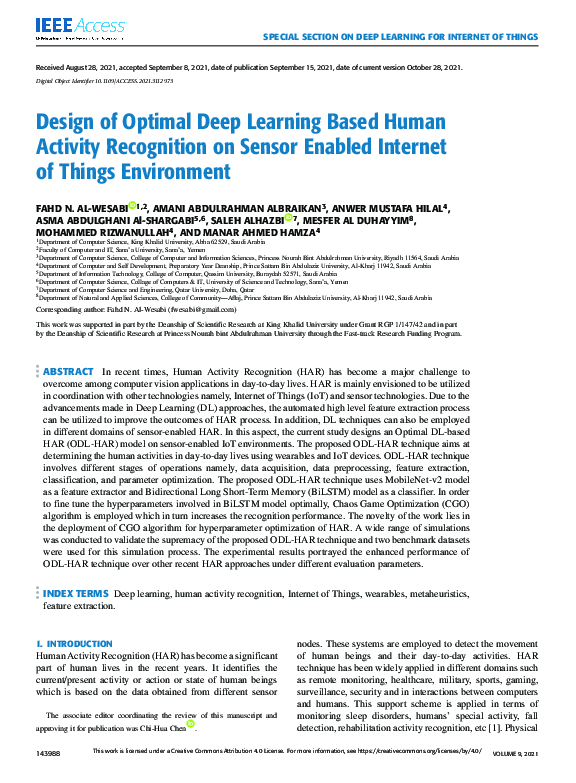 (PDF) Design of Optimal Deep Learning Based Human Activity Recognition on Sensor Enabled ...