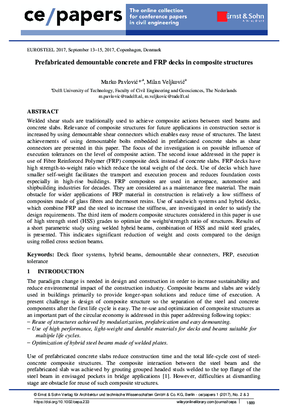 (PDF) 08.08: Prefabricated demountable concrete and FRP decks in ...