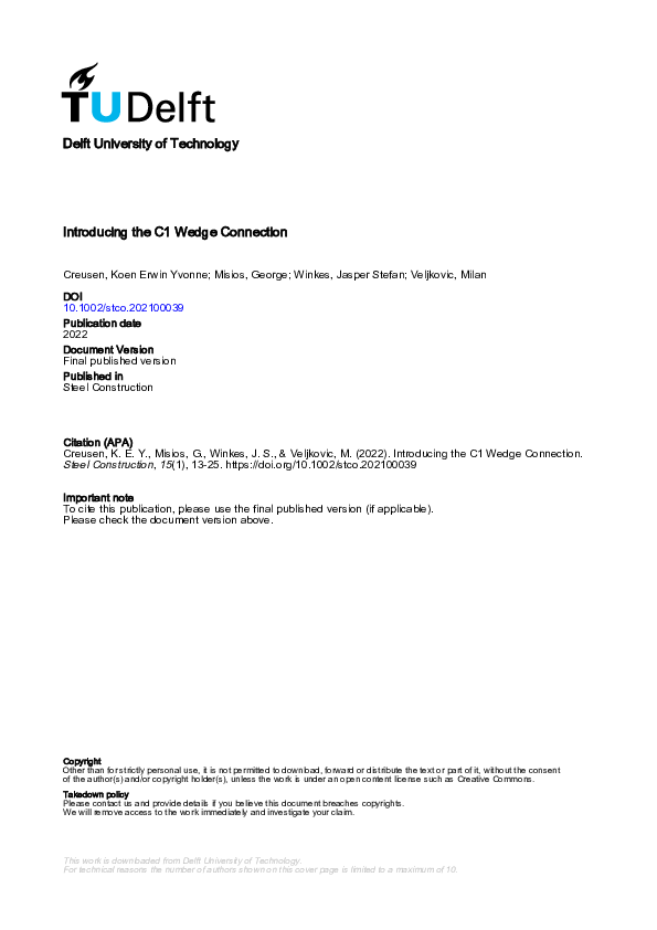 (PDF) Introducing the C1 Wedge Connection