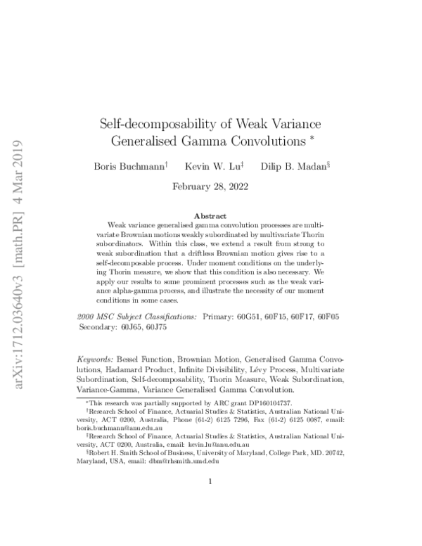 (PDF) Selfdecomposability of Variance Generalised Gamma Convolutions ...