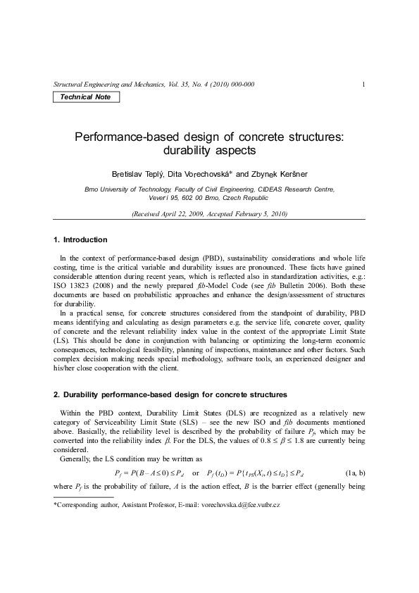 (PDF) Performance-based design of concrete structures: durability aspects